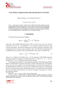 Functional inequalities for the Bickley function - Repository of the Academy's Library